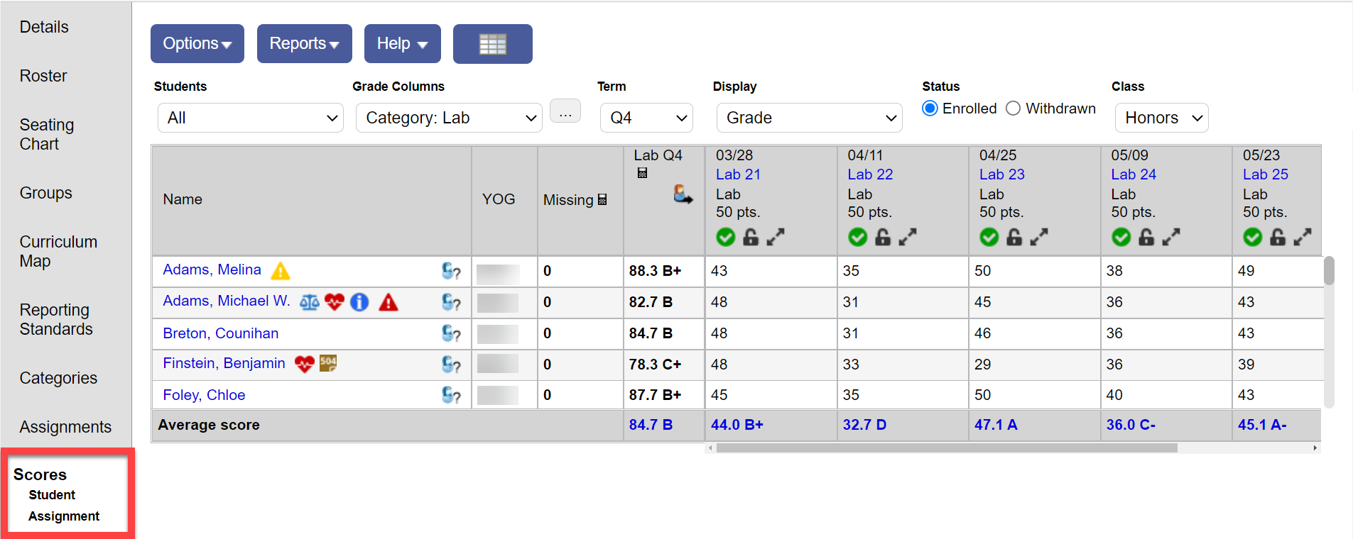 Enter Assignment Grades
